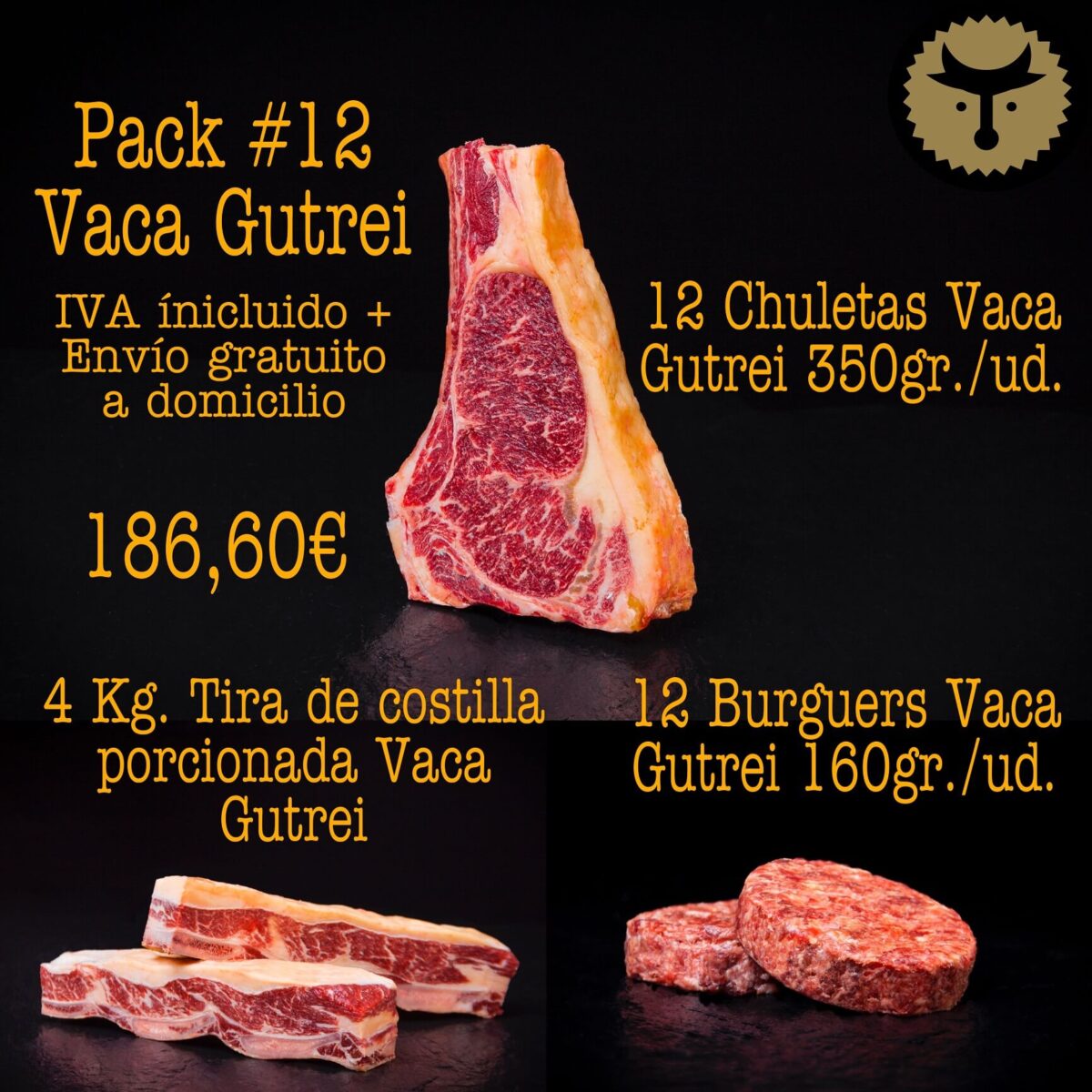 Pack 12 Vaca GUTREI | Delicias de carne DRY Aged para tu Barbacoa